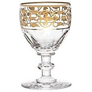 BACCARAT LEAD CRYSTAL BYZANCE 24 CARAT GOLD WATER GOBLET NO 1. STEMWARE Model # 2106008