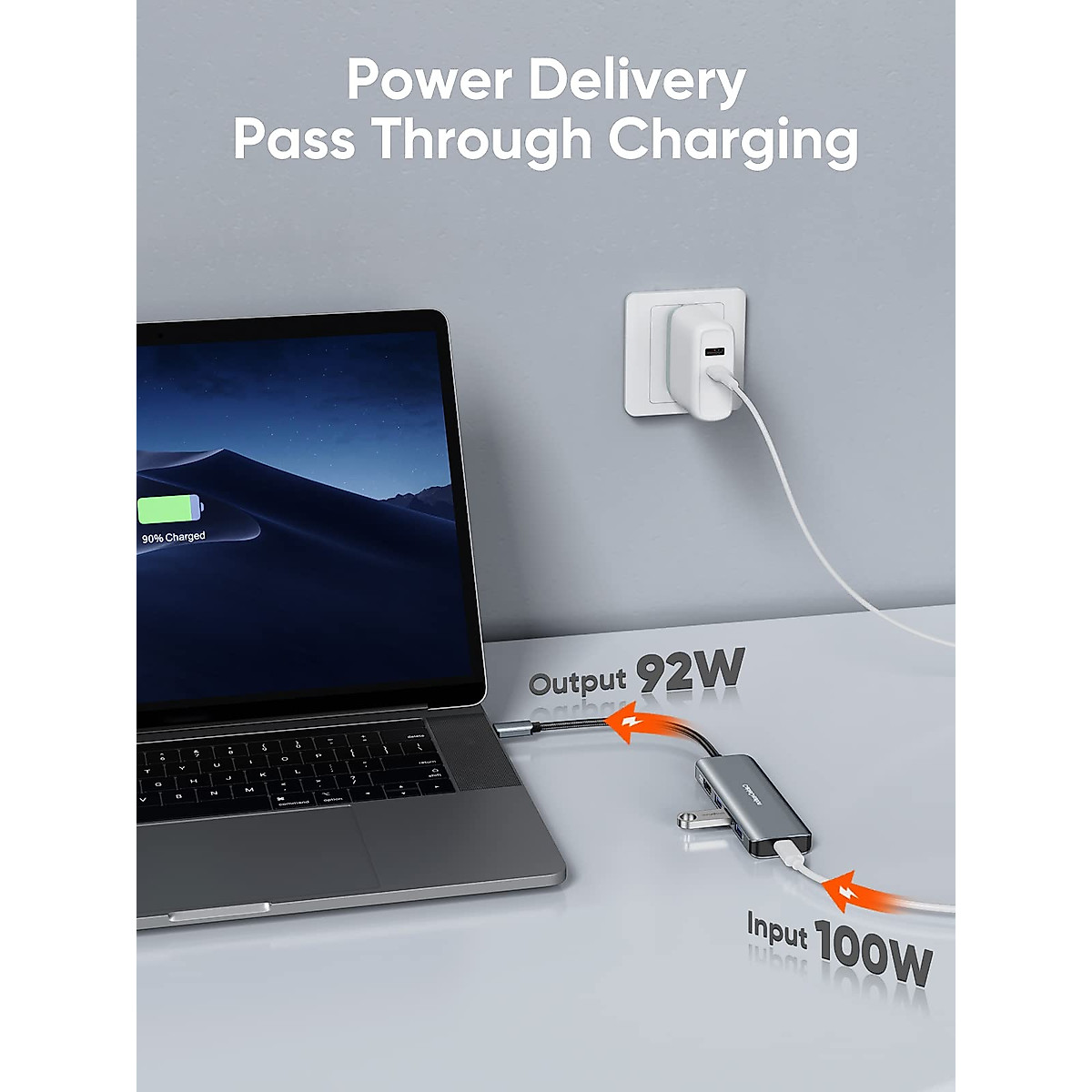 CableCreation USB-C Hub 4K 60Hz, 5-in-1 USB C Multiport Adapter with HDMI and 3 USB 3.0 Ports, 100W Power Delivery, Compatible with MacBook Pro, MacBook Air, Mac Mini, iPad Pro, Surface Pro, XPS