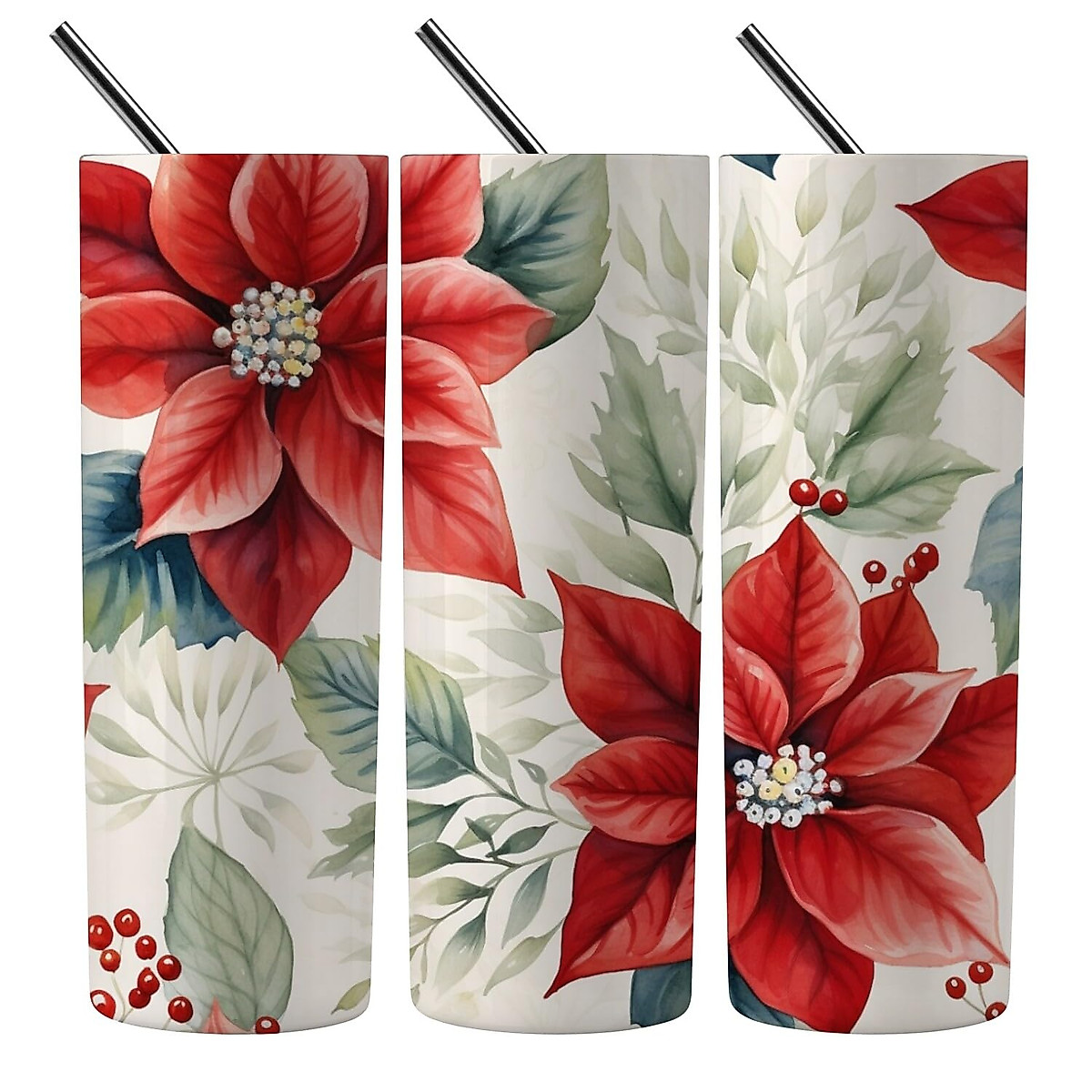 Medpol Red retro flower tumbler with lid and straw 20 oz insulated tumbler cups Red retro flower insulated travel coffee mugs for women cute sippy cups stainless insulated travel cups