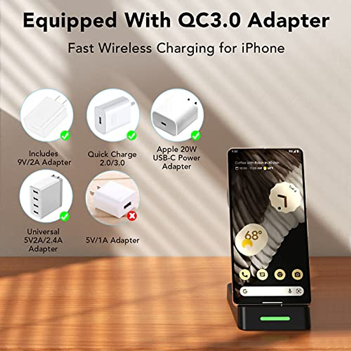 EloBeth 3 in 1 Wireless Charging Station for Google Pixel Watch Charger, Wireless Charger for Google Pixel 7 Pro / 7a /7/Fold/6/6 Pro/5/4/3/XL, Pixel Buds Pro, Samsung Galaxy/iPhone/Airpods