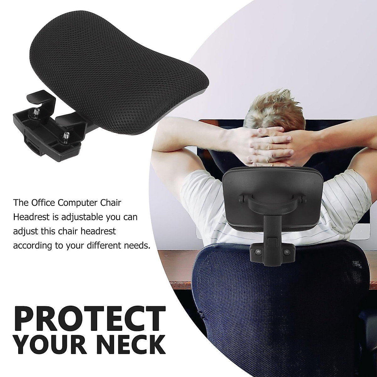Gaming Chair Headrest Attachment Office Chair Headrest Attachment Neck Support Cushion Clip on Computer Chair Head Pillow Detachable for Ergonomic Executive Chairs Black