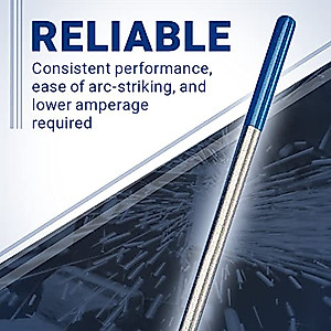 Midwest Tungsten Service TIG Welding Tungsten Electrodes 10-Pack (Blue - 2% Lanthanated Tungsten (WL20/EWLa-2), 3/32")
