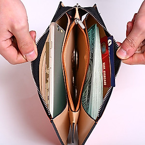 Bonaweite Women's Wristlet Clutches Leather Wallet Purse Cards Holder Navy Blue