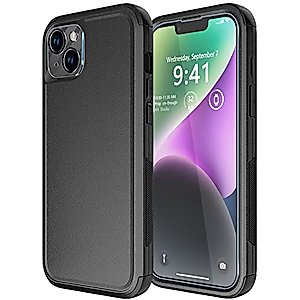 Diverbox Designed for iPhone 14 Plus case with Screen Protector Camera Lens Cover Heavy Duty Shockproof Shock-Resistant Cases for Apple iPhone 14 Plus Phone 6.7 inch (Black)