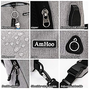 AmHoo Sling Backpack Anti Theft Waterproof Crossbody Bag Fashion Daypack Blue