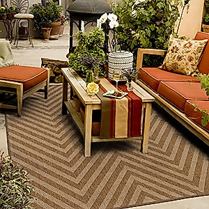 Christopher Knight Home Keystone Chevron Indoor/Outdoor Area Rug, 3' 7" X 5' 6", Light Tan