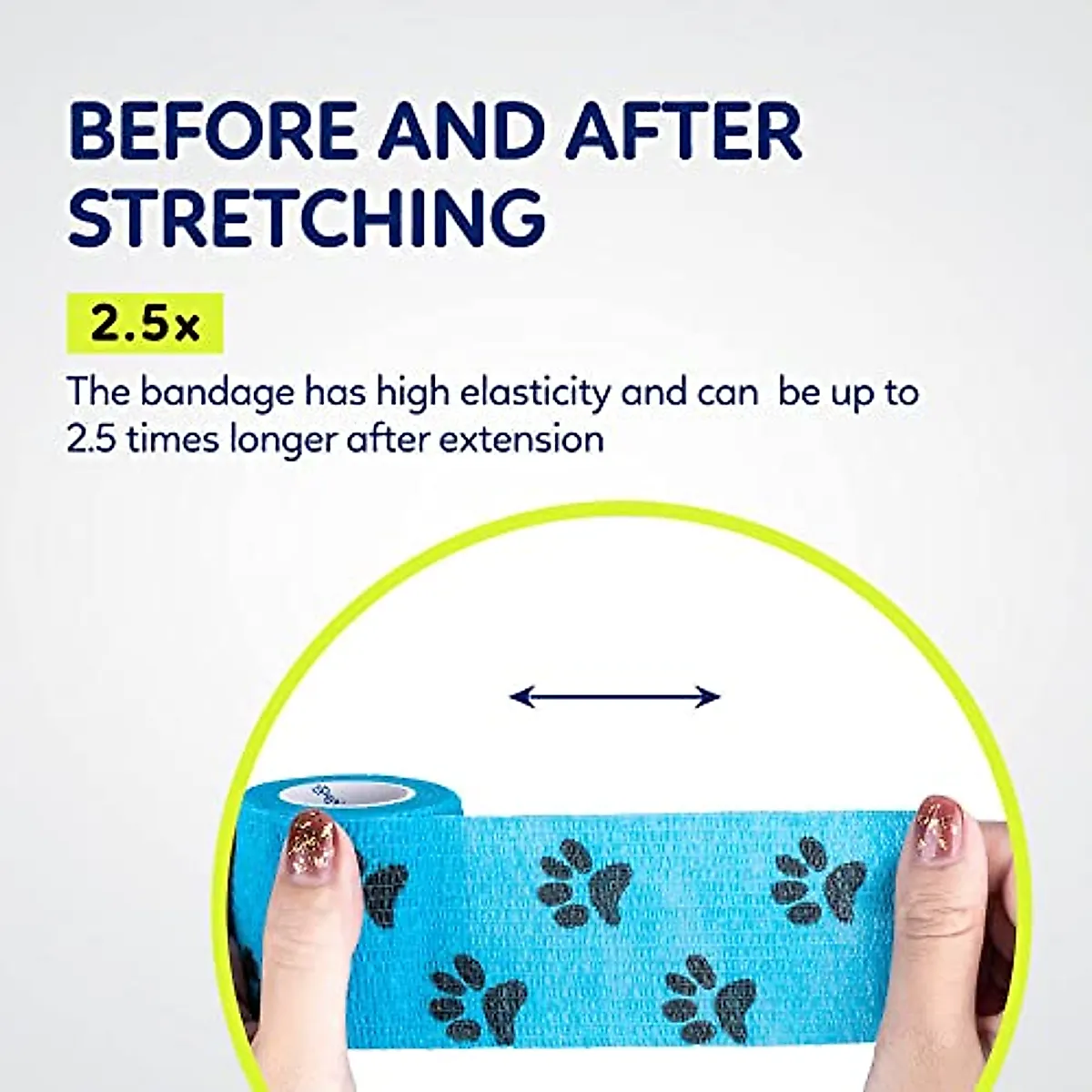 WePet Pet Wrap, Self-Adhesive Non-Woven Tape for Dog Legs, Paws, Wounds, First Aid Cohesive Gauze for Horse, Cat, Bird, Animal, 8 Rolls, 2 Inch, Claw