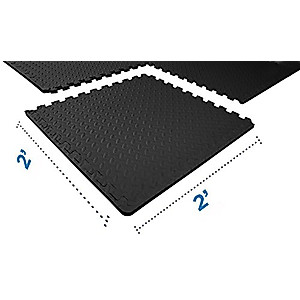 Signature Fitness Puzzle Exercise Mat with EVA Foam Interlocking Tiles, Black, 3/4” Thick, 24 Tiles, 96 Sq Ft