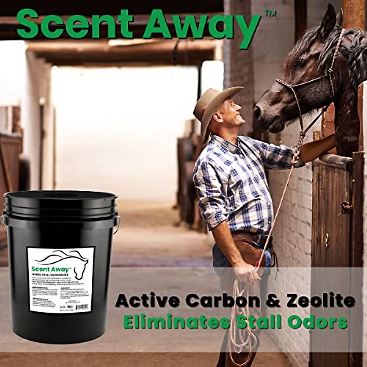 SCENT AWAY Horse Stall Deodorizer Odor Eliminator | 100% Natural Odor Neutralizer | Fragrance Free Smell, Odor & Moisture Absorber | Non-Toxic Active Carbon & Zeolite Odor Control | 25lbs. (11.34kg)