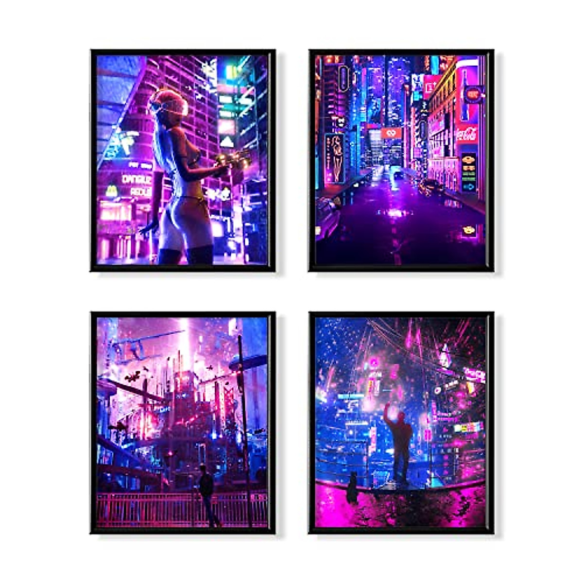 Japanese Anime Wall Art Decor - Cyberpunk Tokyo Hongkong Posters Prints - Vaporwave Vibey Cool Indie Picture Room Decor - Japan Neon Night Aesthetic Decorations - Preppy Chic Manga Cartoon - 8x10