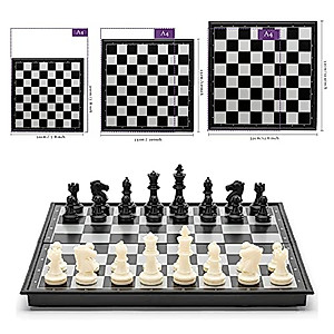 A&A Magnetic Plastic Travel Chess Set w/Folding Chess Board, Educational Toys for Kids and Adults - 12.6"(32cm) * 12.6"(32cm) Board