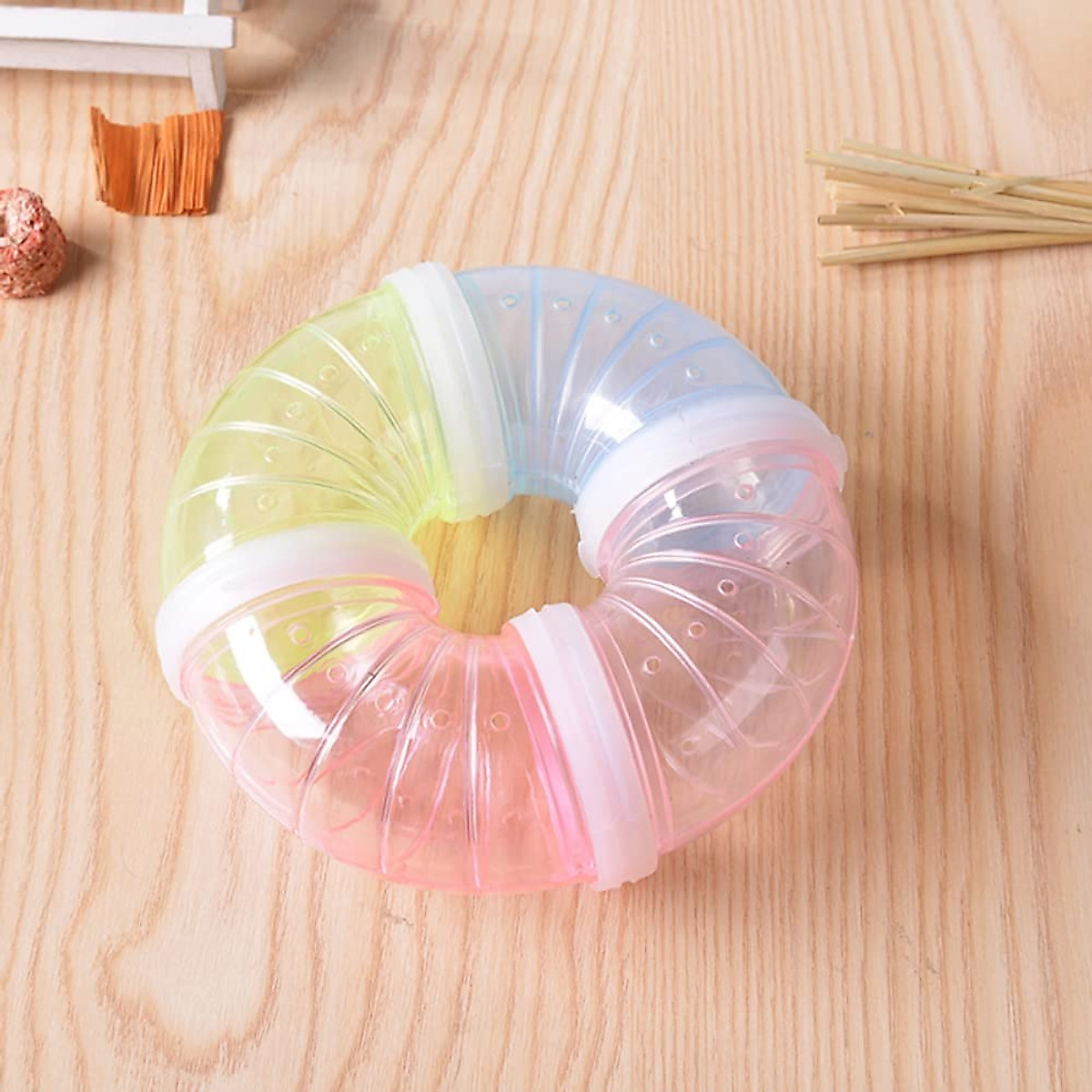 Honrane Pet Tunnel Collapsible Tube Toy Tunnel, Transparent Hamster Rat Squirrel Cage Tunnel Tube Climbing Toy Small Pet Supply Pink
