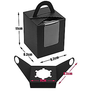 BILLIOTEAM 60PCS Black Single Cupcake Boxes, Clear Window Inserts Handle Cupcake Muffins Cupcake Carriers Pastry Containers Bakery Wrapping Party Favor Packing For Wedding Cupcake Favor Boxes