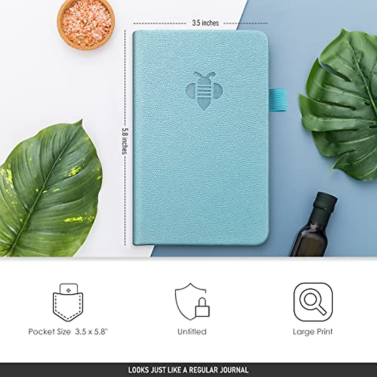 KUMEER Password Book with Alphabetical Tabs - Small Password Keeper Book with Luxurious Pearlised Leather Hardcover - 3.5x5.8 Inch Password Notebook & Organizer for Internet Website and Login Details