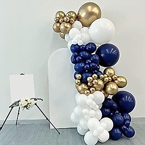 FOTIOMRG 130pcs Navy Blue Balloon Garland Arch Kit, 18 12 10 5 inch Navy Blue Latex Balloons Different Sizes Pack for Graduation Baby Shower Baseball Nautical Wedding Birthday Party Decorations（with