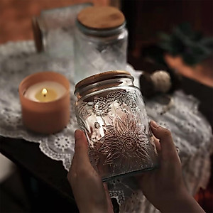 Custde Glass Storage Jars With Airtight Lid, 23.7 FL oz Canister For Kitchen Counter with Bamboo Lid, brown sugar, candy, coffee, cookie, salt, tea, cute Jar (Sunflower*1)