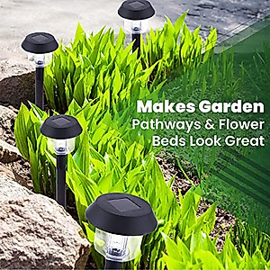 Signature Garden Solar Garden Lights - Auto On/Off Outdoor Bright Solar Pathway Lights - All-Weather/Waterproof Outdoor Solar Lights for Yard, Garden, or Driveway (8-Pack, Black)