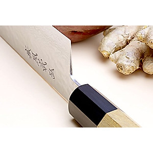 Yoshihiro VG-10 46 Layers Hammered Damascus Gyuto Japanese Chefs Knife (Octagonal Ambrosia Handle) (8.25" (210mm)