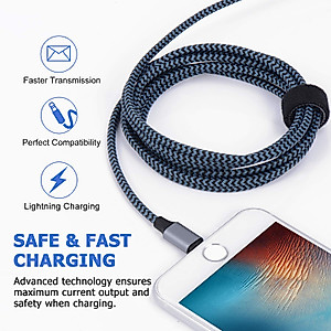 Atill iPhone Charger 10FT iPhone Charger Cable Nylon Braided Charging Cord Compatible iPhone 14/13/12XR XS XSMax X 8 8 Plus 7 7 Plus 6 6s Plus SE 5 5s 5c (Blue), 3 Pack