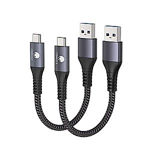 CONMDEX Type C Charger 10Gbps, (2-Pack, 1ft) USB 3.1 Gen 2 Android Auto USB C Cable, 3A Fast Charging Short Cord for Samsung Galaxy S10 S9 Plus Note 10 9, LG V30 V20 G6 G5, Google Pixel, Moto G Z2