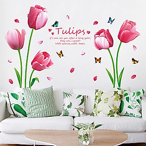 fanmaosdf Flower Wall Sticker,Flower Tulip Removable Wall Sticker DIY Decal Living Kids Room Decor