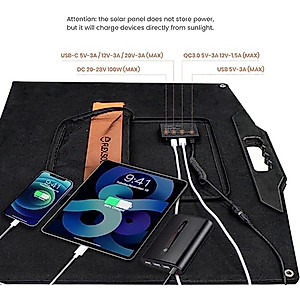 FlexSolar 100W Solar Panel Charger, Foldable Solar Panel Kit with 20-28v DC Port for Power Stations Jackery/Rockpals/Flashfish,Portable Solar Generator with USB-A USB-C QC 3.0 for Outdoor Camping