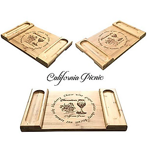 Cheese Board | Charcuterie Board | Wine Board | Organic Bamboo Wood Charcuterie Platter Serving Board Cheese Tray | Perfect for Birthday Housewarming and Wedding Gifts | Cheese Platter