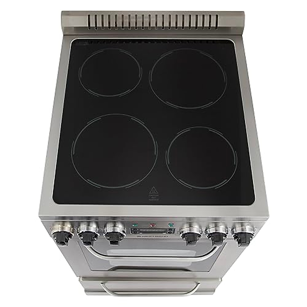 West Bend WB200ERPSS 20-Inch Electric Range, Compact Design, Top with 4 Cooking Zones, Glass Oven Door, Storage Drawer, and Rotisserie Accessories, 2.0 Cu. Ft, Stainless Steel, Metallic