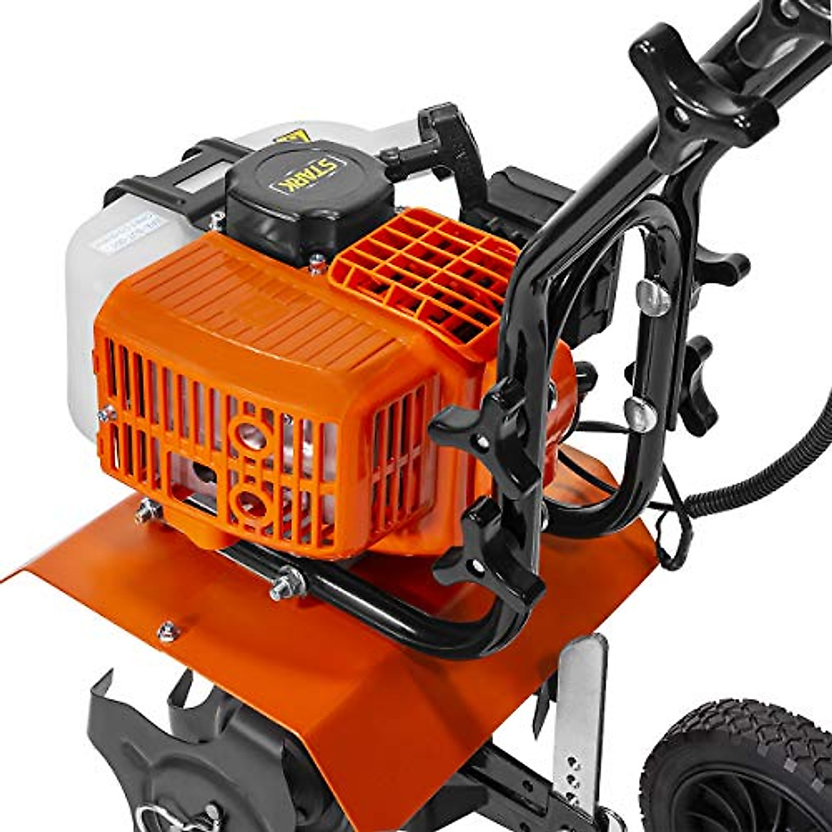 XtremepowerUS Commercial 55CC Tiller Cultivator 2-Cycle Gas Powered Garden Yard Grass Walk Behind Soil Prep Root Dirt with Handle