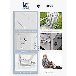 KINGYES Folding 4 in 1 Multifunctional Adirondack Rocking Chair, White
