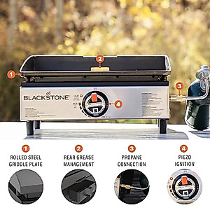 Blackstone 2142 Original 17” Tabletop Griddle with Low-Maintenance Stainless Steel Front Plate, Powder Coated Steel, Black