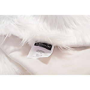 Luxury Fluffy Faux Fur Throw Blanket, Mongolian Long Hair White 50" x 60"