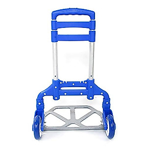 Portable Folding Collapsible Aluminum Cart Dolly Push Truck Trolley, Blue Personal Dolly Hardware Garden Utility