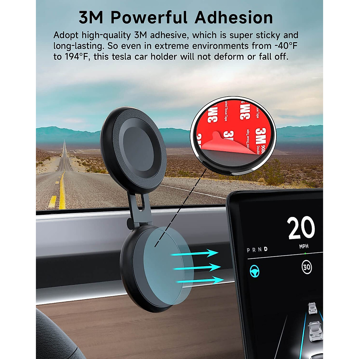 Tesla Phone Mount, MagSafe Car Mount for Tesla Model 3 Model Y, Foldable Hidden Magnetic Phone Mount Fit for iPhone 14 13 12 Series and All Phone, Tesla Model 3 Accessories, Tesla Model Y Accessories