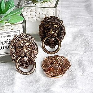 [2 Pack] Lion Head Cell Phone Ring Holder Stand, Finger Ring Kickstand with Polished Metal Phone Grip, Smartphone Accessories（Bronze）