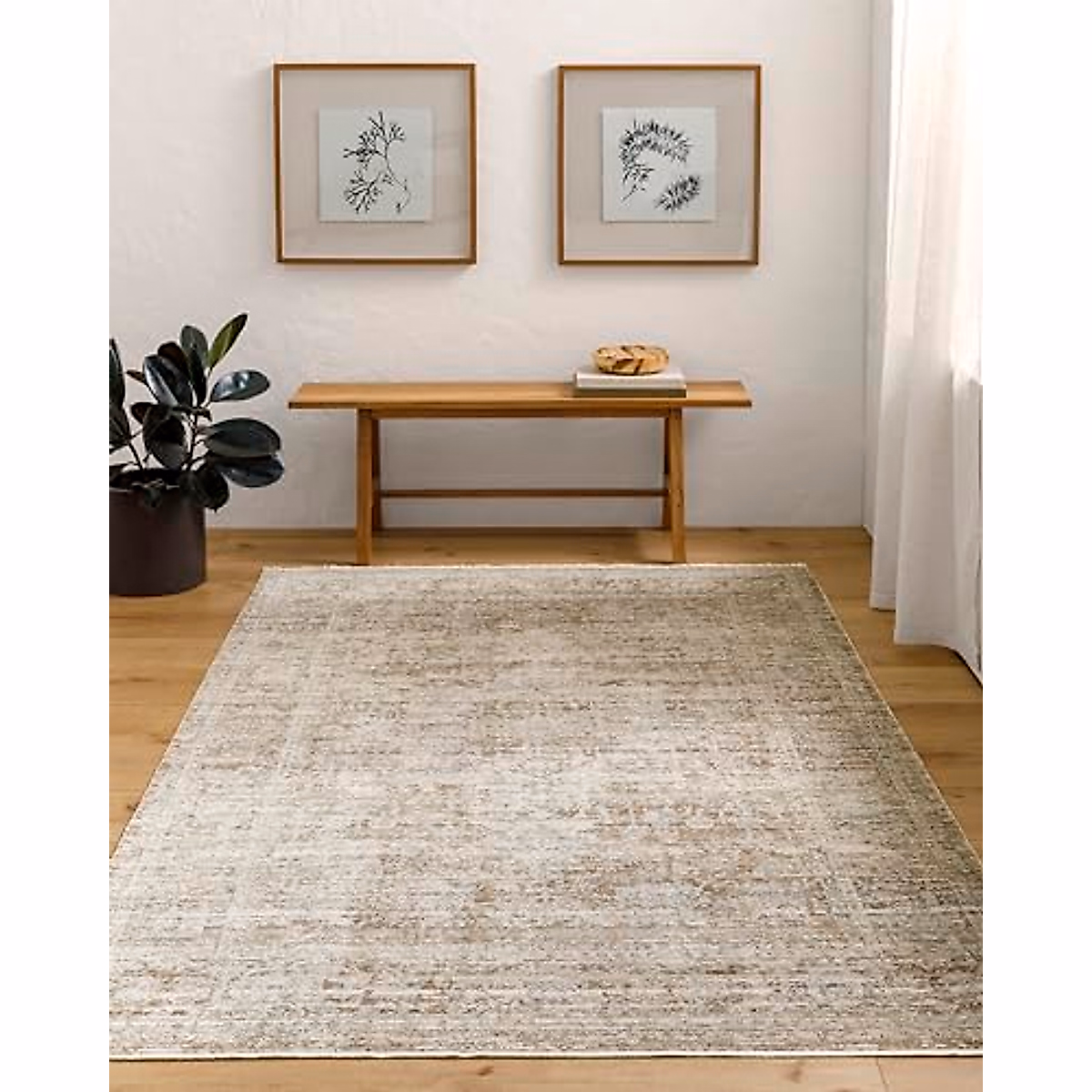Becki Owens x Surya Margaret Washable Outdoor Area Rug, 5'3" x 7'10", Taupe/Brown