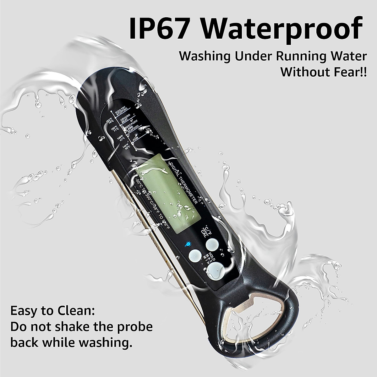 Genesis IMPEX Instant Read Meat Thermometer for Grill & Cooking, Digital Waterproof Kitchen Food Thermometer, Ultra Fast with Backlight Calibration, Foldable Probe Deep Fry, BBQ, and Roast Turkey