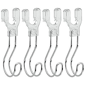 mDesign Hanging Closet Storage Hook - Organizes Handbags, Scarves, Ties, Belts, Accessories - Great for Men, Women & Kids Bedroom, Hall & Coat Closet - Hangs Below Wire Shelving, 4 Pack - Chrome/Clear