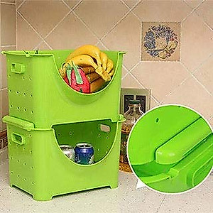 Basicwise Stackable Plastic Storage Container, Set of 3 Blue, QI003215B.3