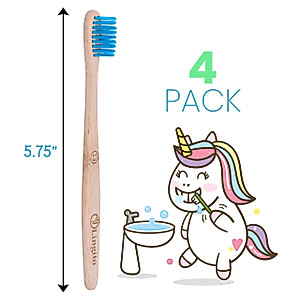 Lingito Natural Bamboo Toothbrushes, BPA Free Soft Bristles, Nature-Friendly, Natural, Organic & Vegan Toothbrush Pack, Individually Packaged (Natural Child Bamboo Toothbrushes)