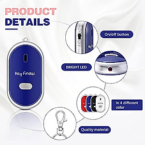 4 Pieces Key Finder KeyTag LED Light Remote Sound Control Lost Key Finder with 4 Pieces Keychains Key Locator Device Phone Keychain for Child Elderly Pet Luggage, 2.24 x 1.18 x 0.59 Inch