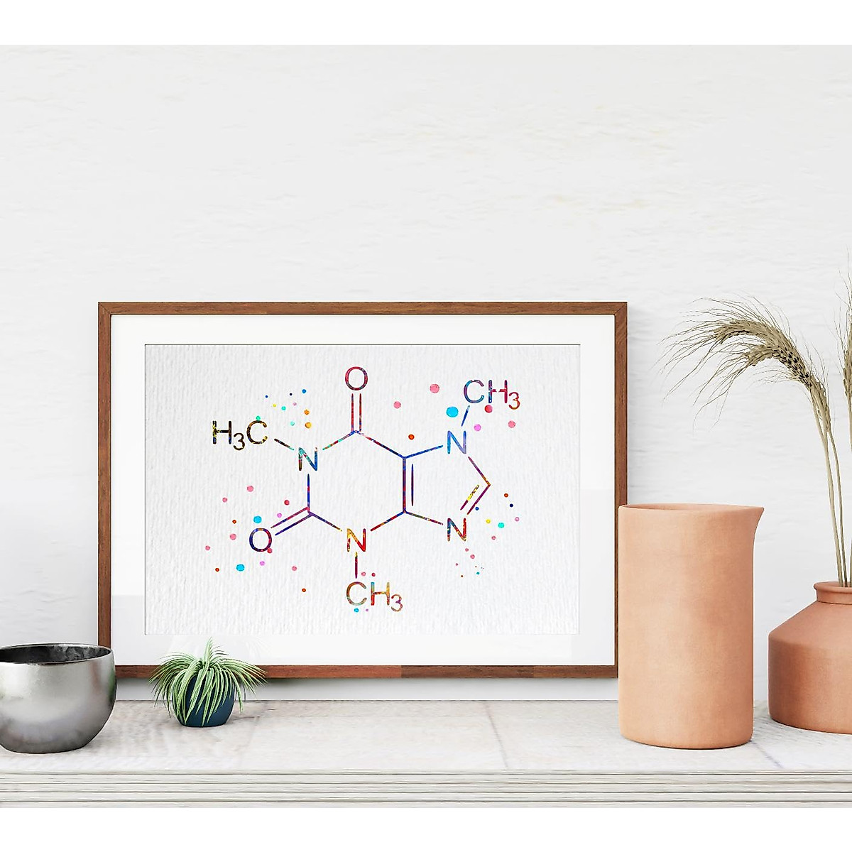 Dignovel Studios 8X10 Unframed Caffeine Molecule Chemical Symbol Watercolor Art Print Poster Housewarming Wall Giclee Office Home Decor DN536