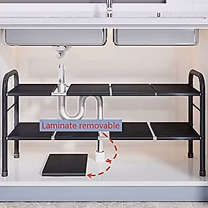 BIENKA Kitchen Cabinet Shelf Countertop Storage Shelf Desktop Pantry Shelf Cupboard Shelf Organiser for Kitchen Bedroom Bathroom Shelf ( Color : Black , Size : Double Layer 8 Board )