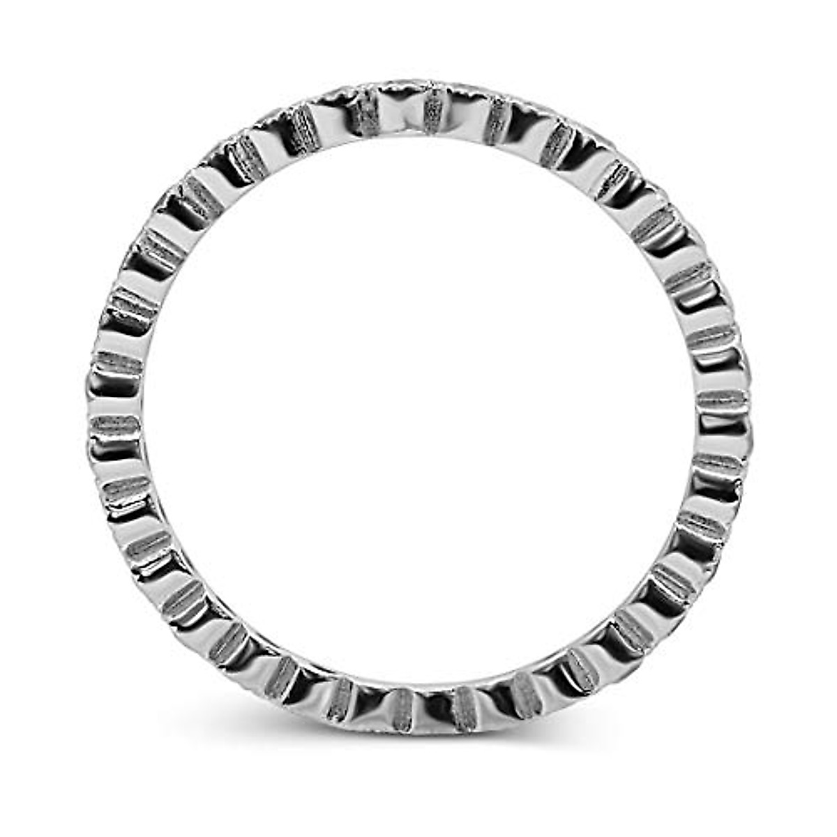 ORO LEONI 925 Sterling Silver Cubic Zirconia Stackable Ring. (SILVER-1, 7)