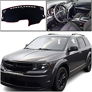 KEEGTBOX Dash Mat Cover Custom Interior Center Console Compatible with Dodge Journey 2011 2012 2013 2014 2015 2016 2017 2018 2019 2020 Dashboard mat Covers Accessories (Red Rim)