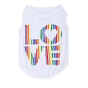 T Shirt Love Clothing Pet Thin Vest Summer and Dog Cat Spring Breathable Pet Clothes Dog Dress with Leash Ring