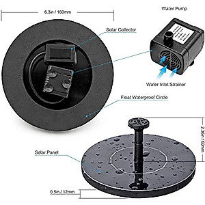 Solar Water Fountain for Bird Bath, 2.2w Portable Submersible Free Standing Solar Outdoor Fountain Water Pumps Kit for Outdoor Birdbath,Small Pond and Patio Garden Decoration(Dark Blue)