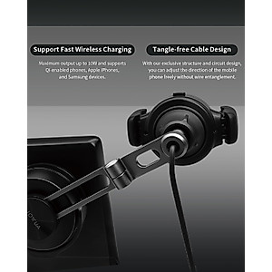 Jowua 6D Tesla Compatible Invisible Foldaway Car Mount with Wireless Charging (Universal Roller Mount) Compatible for Tesla Tesla Model 3/ Y, Model S/X Plaid