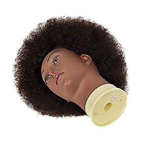 Kalyx Mannequin Head African American 100% Human Hair Cosmetology Afro Hair Manikin Head for Practice Styling Braiding(9INCH)
