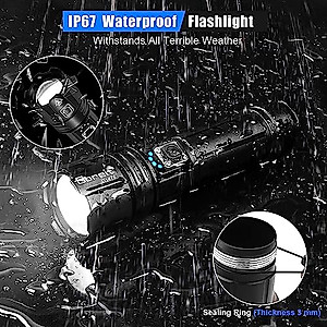 Goreit Flashlight High Lumens Rechargeable, 950000 Lumen Led Flashlights XHP70.2 USB Super Bright Flash Light Battery Powered, Powerful Handheld Flashlights for Emergencies Camping, IP67 Waterproof